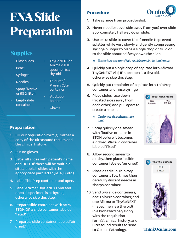 FNA Slide Preparation Procedure – Oculus Pathology
